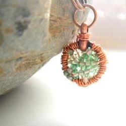 Copper Wire Wrapped Pendant Green Agate Necklace - Full Of Wishes ...